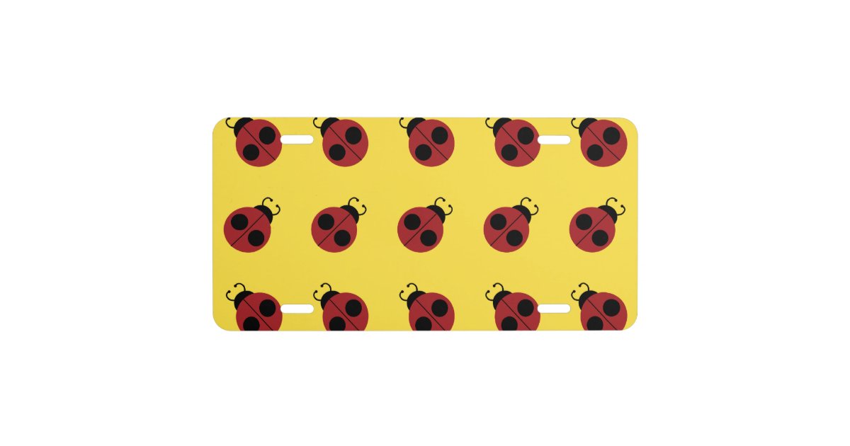 Ladybug 60s retro cool red yellow license plate | Zazzle