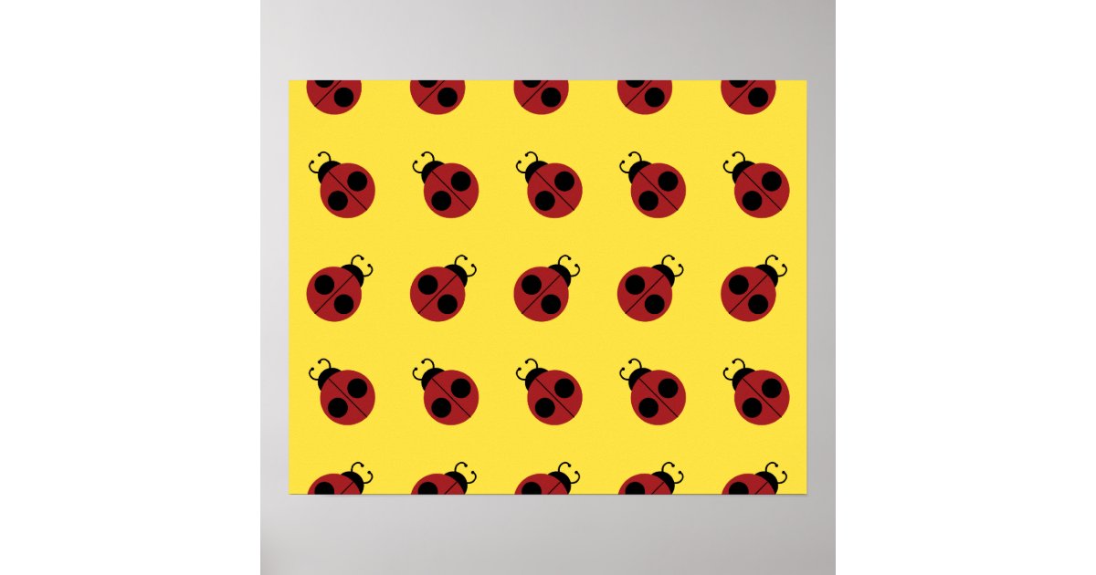 Ladybug 60s retro cool red yellow poster | Zazzle