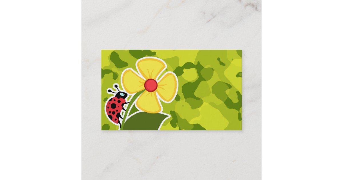 Ladybug; Acid Green Camo; Camouflage Business Card | Zazzle