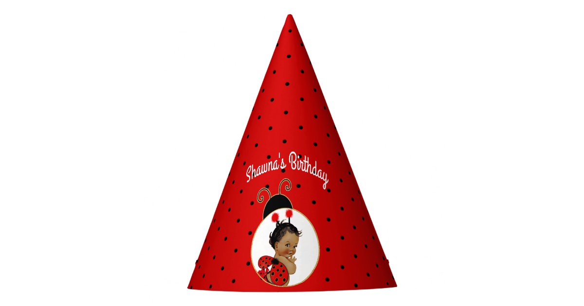 Ladybug African American Baby Girl Red & Black Party Hat | Zazzle