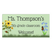 Ladybug And Flowers Personalized Teacher Door Sign | Zazzle