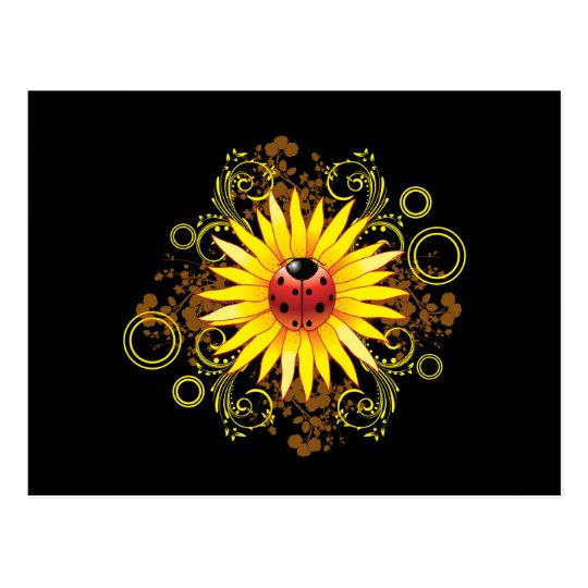 Ladybug and Sunflower Postcard | Zazzle.com