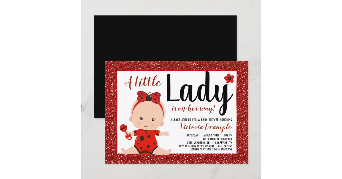 Ladybug Baby Girl Baby Shower Invitation | Zazzle