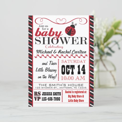 Ladybug Baby Shower Invitation | Zazzle