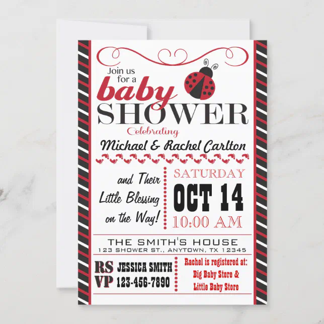 Ladybug Baby Shower Invitation | Zazzle