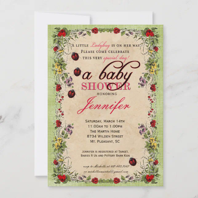 Ladybug Baby Shower Invitation | Zazzle