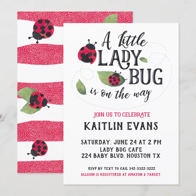 Ladybug Baby Shower Invitation | Zazzle