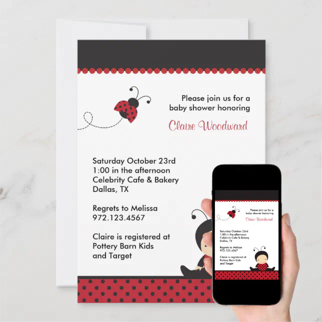 Ladybug Baby Shower Invitations | Zazzle