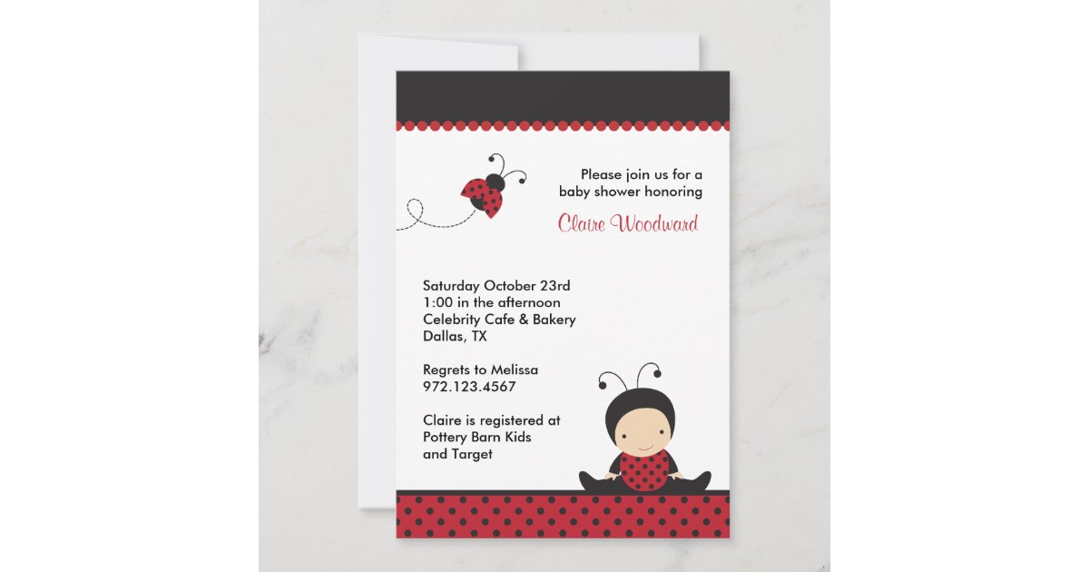 Ladybug Baby Shower Invitations | Zazzle