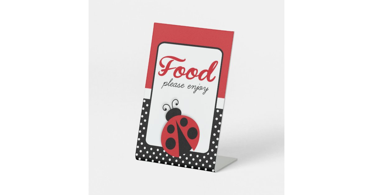 Ladybug Baby Shower or Birthday Food Pedestal Sign | Zazzle