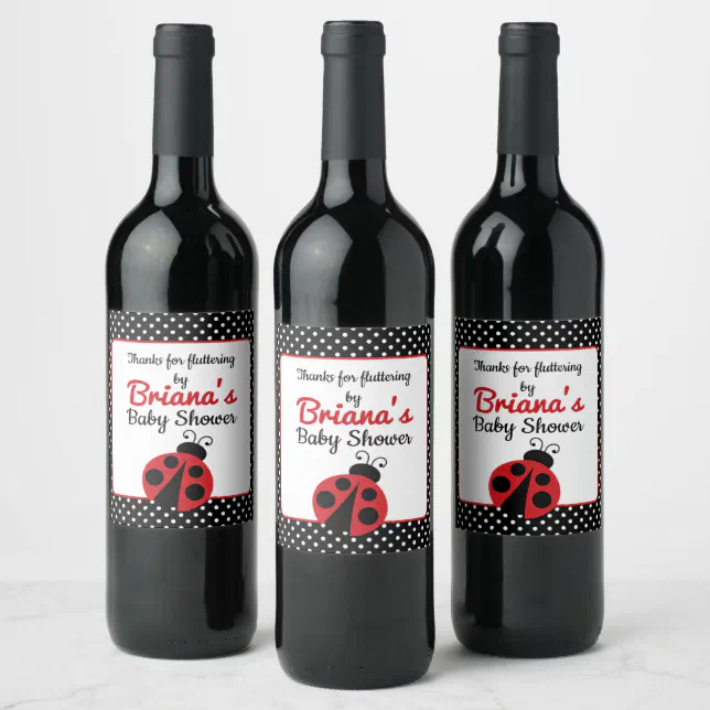Ladybug Baby Shower or Birthday Party Wine Label | Zazzle