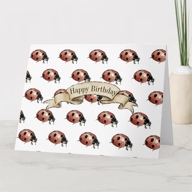 Ladybug beetle happy birthday card | Zazzle
