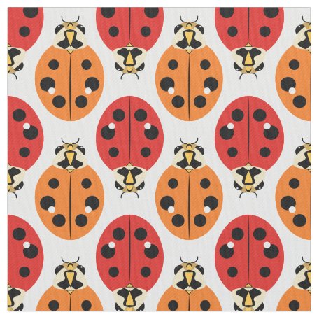 Red Ladybug Pattern Fabric | Zazzle