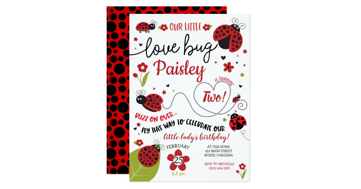 Ladybug Birthday Invitation, Lady Love Bug Invite | Zazzle.com