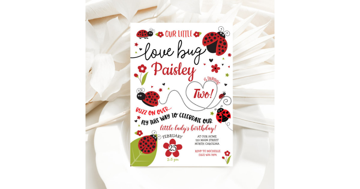 Ladybug Birthday Invitation, Lady Love Bug Invite | Zazzle