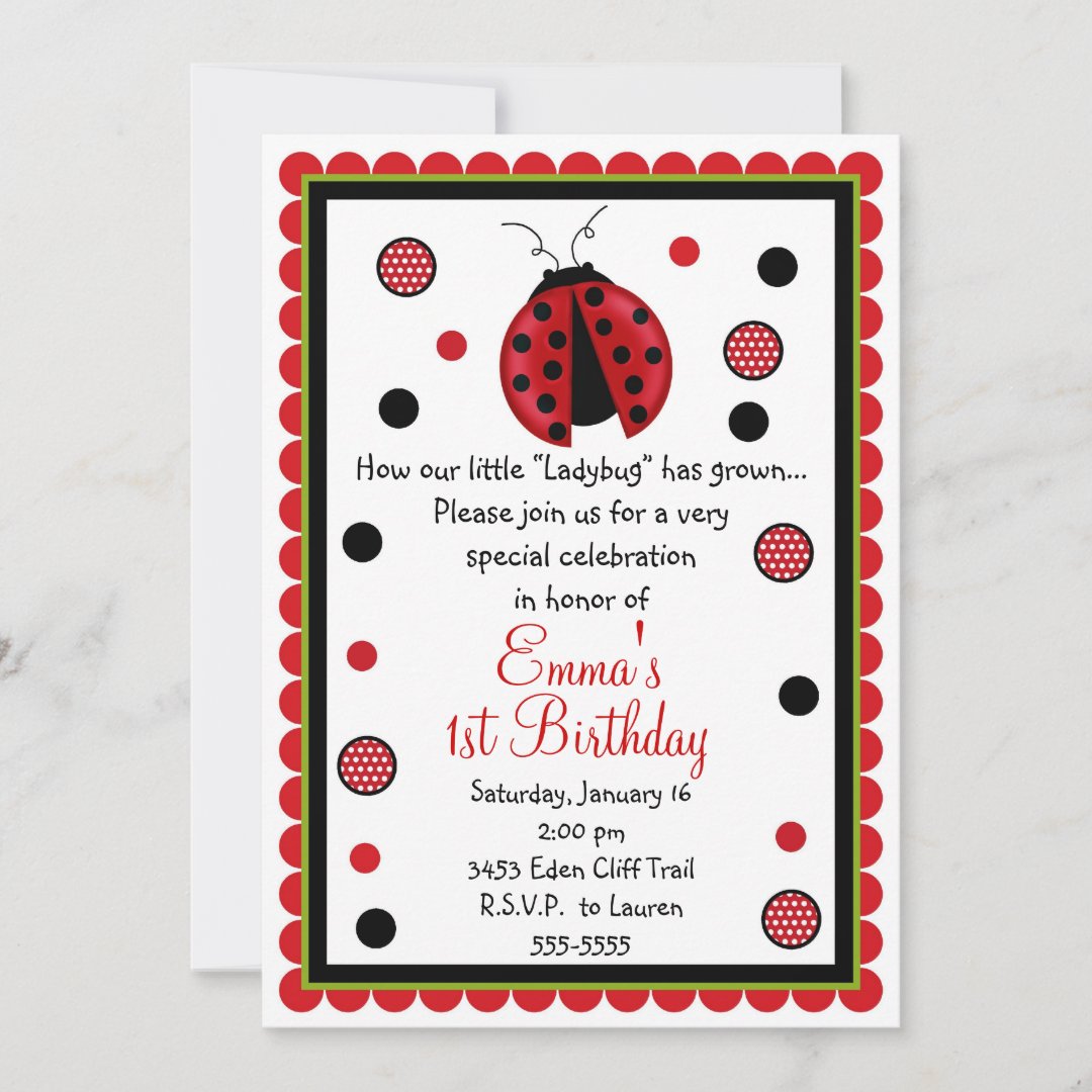 Ladybug Birthday Invitations | Zazzle