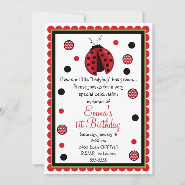 Ladybug Birthday Invitations | Zazzle