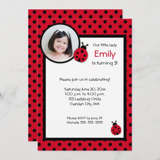 Ladybug Birthday Party Invitation | Zazzle