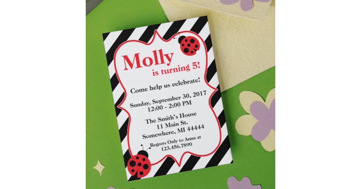 Ladybug Birthday Party Invitation | Zazzle