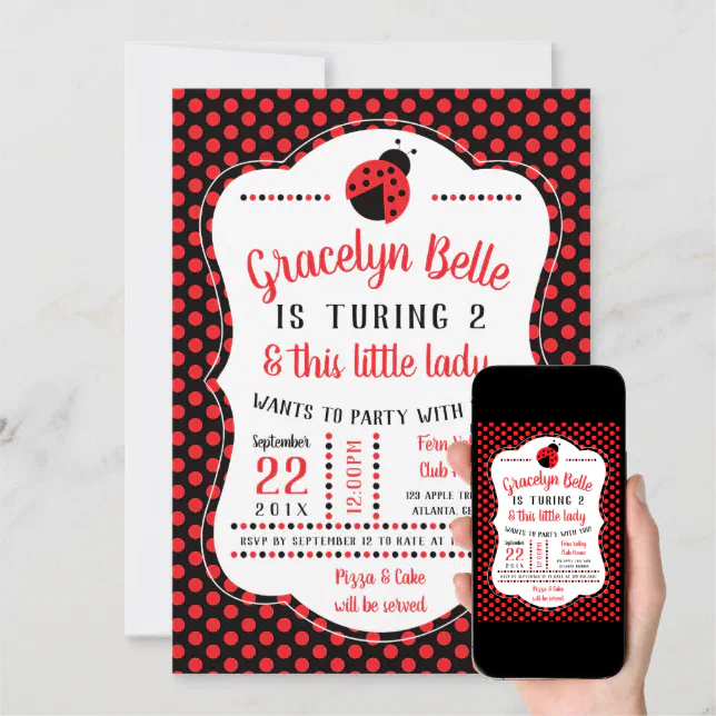 Ladybug Birthday Party Invitation, Little Lady Invitation | Zazzle