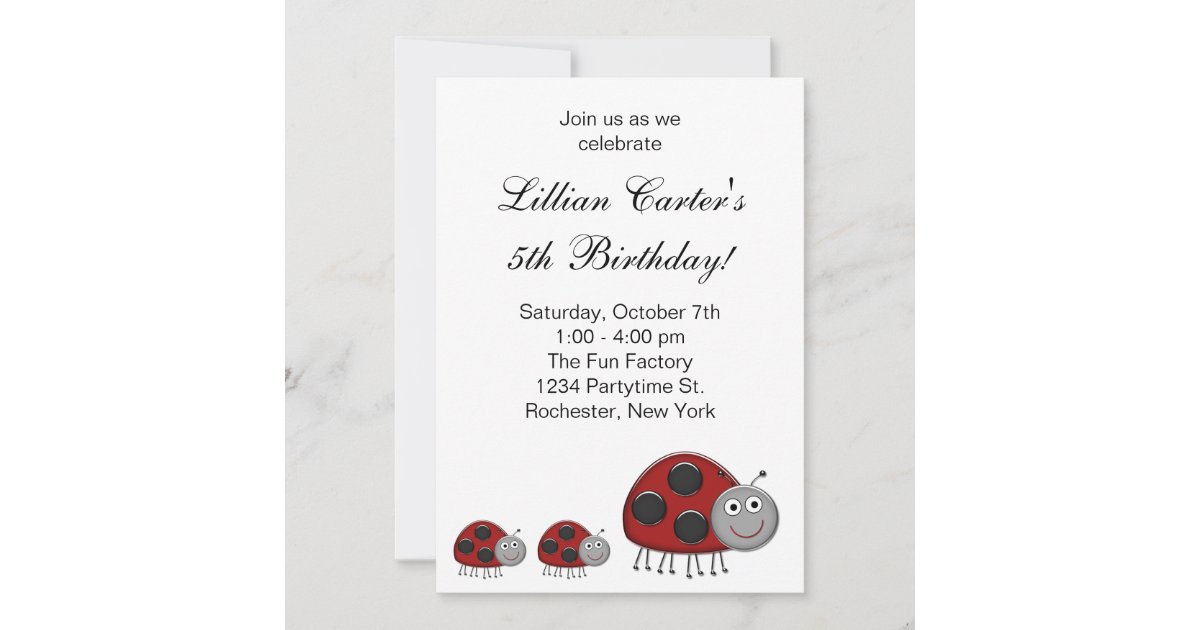 Ladybug Birthday Party Invitations | Zazzle