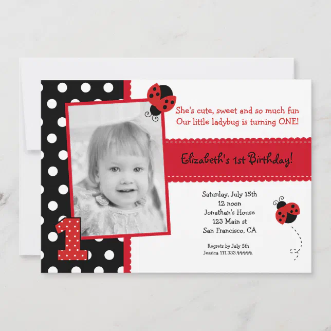 Ladybug BIrthday Party Invitations | Zazzle