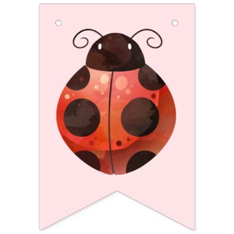 Ladybug Birthday Pennant Banner Bunting Flags | Zazzle