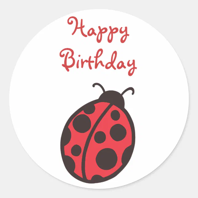 Ladybug Birthday Sticker | Zazzle