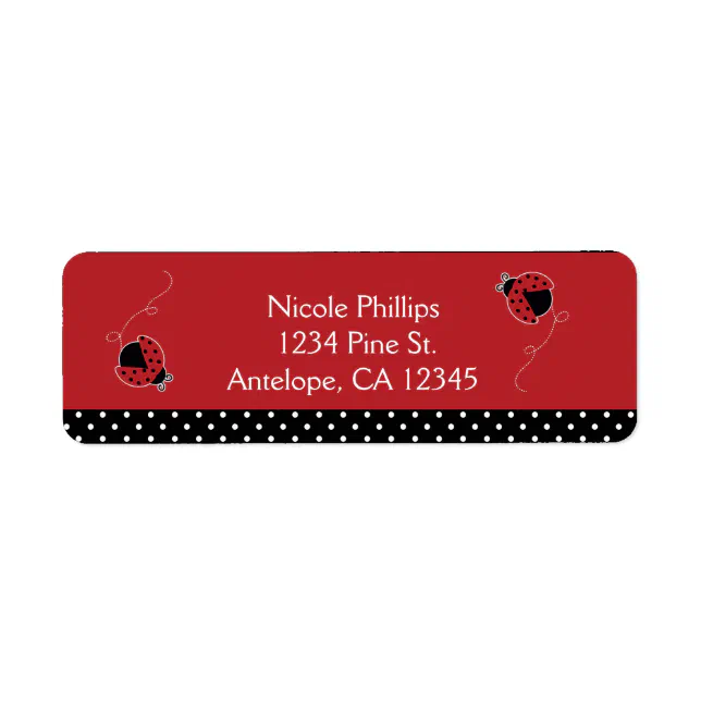 Ladybug Black & Red Invitation Address Labels | Zazzle