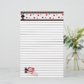 Ladybug Border and Math Homework Lined Stationary Stationery | Zazzle