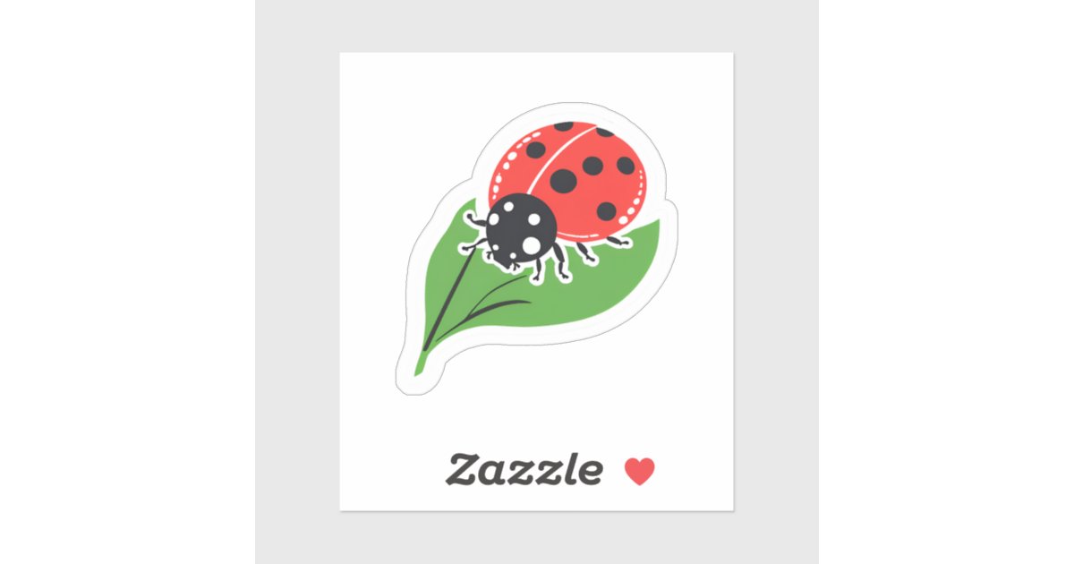 Ladybug | Cute Leaf Ladybug Red Green Sticker | Zazzle