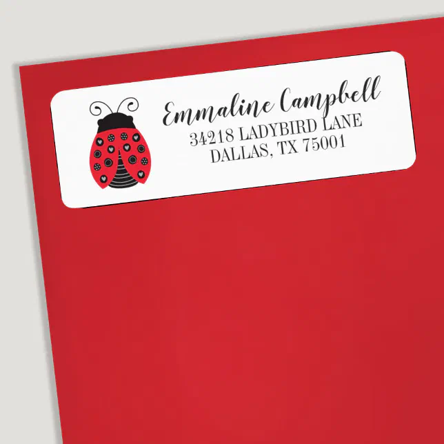 Ladybug Cute Red Address Label | Zazzle