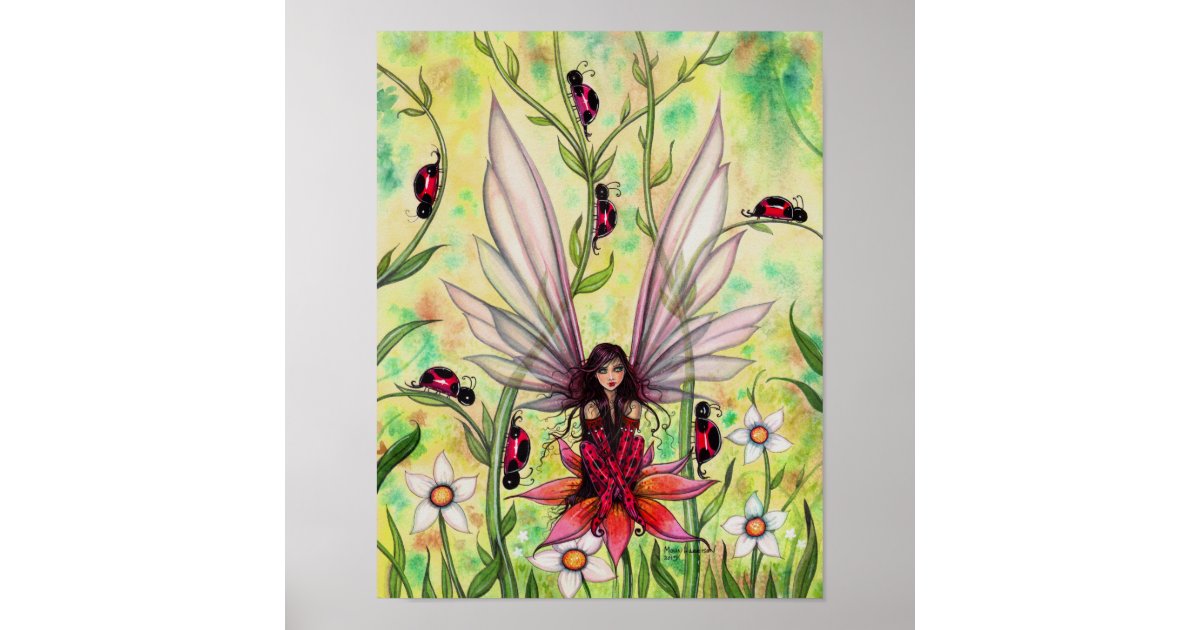 Ladybug Fairy Fantasy Art Illustration by Poster | Zazzle