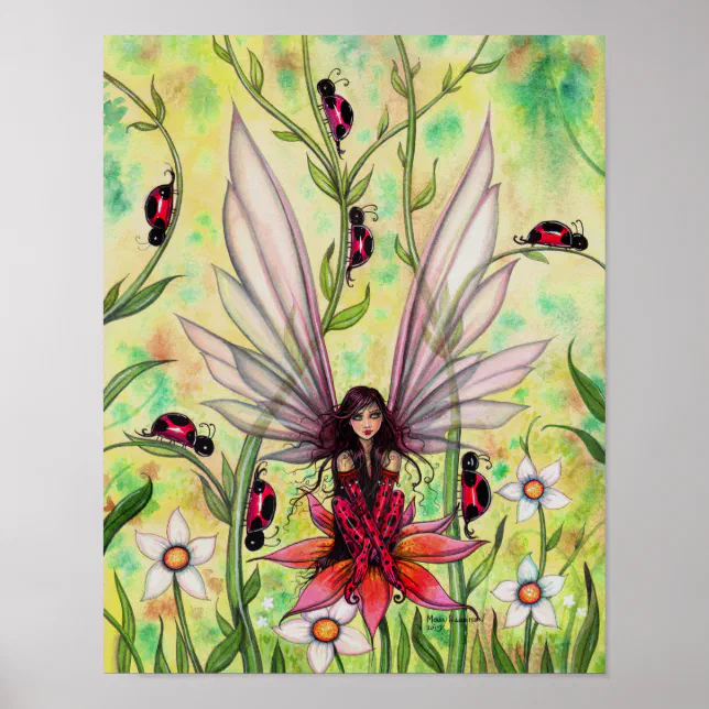 Ladybug Fairy Fantasy Art Illustration by Poster | Zazzle