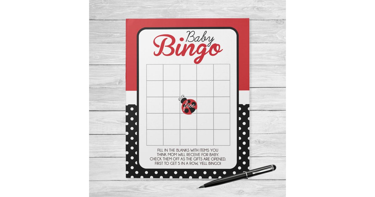 Ladybug Gift Bingo Baby Shower Game Pack Notepad | Zazzle