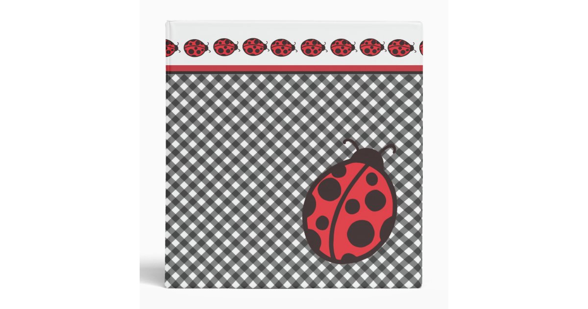 Ladybug Gingham Binder | Zazzle