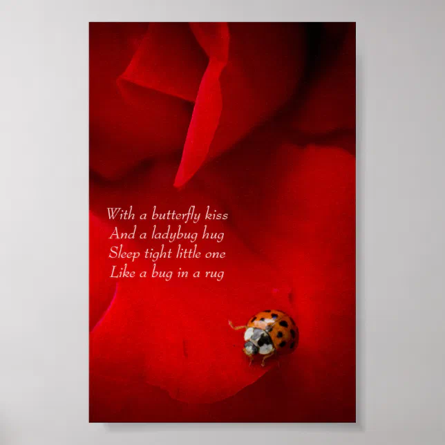 Ladybug in Red Rose Ladybug Hug Child's Poster | Zazzle