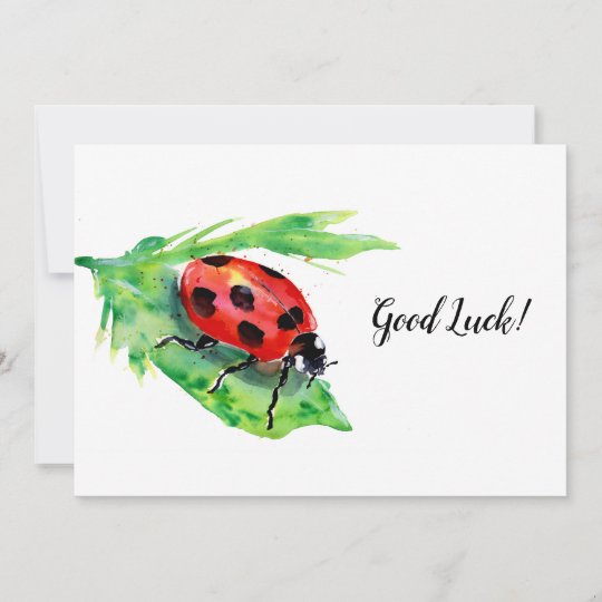 Ladybug on Green Leaf Good Luck Thank You Card | Zazzle.com
