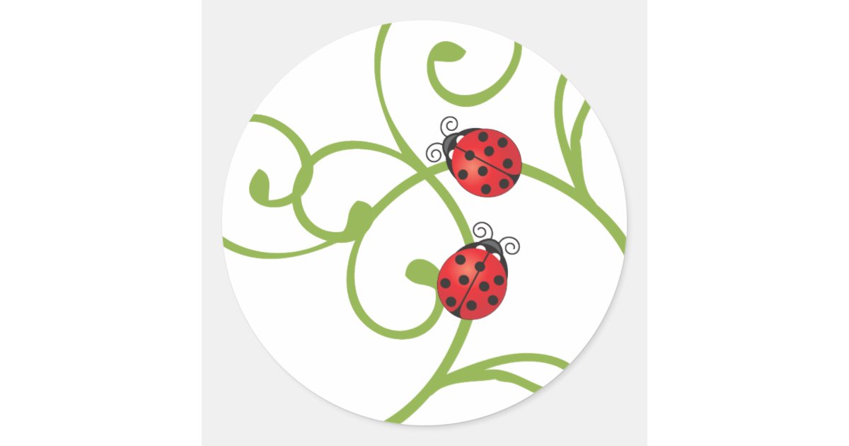Ladybug on Vine Classic Round Sticker | Zazzle