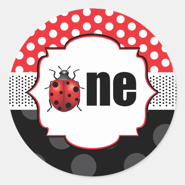 Ladybug One Birthday Classic Round Sticker | Zazzle