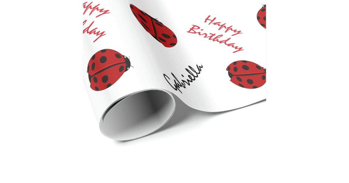 Ladybug Personalized Birthday Wrapping Paper | Zazzle