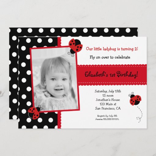 Ladybug Photo BIrthday Party Invitations | Zazzle