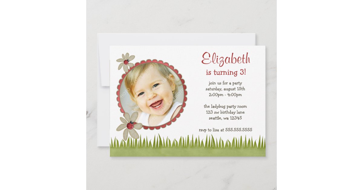 Ladybug Photo Birthday Party Invitations | Zazzle