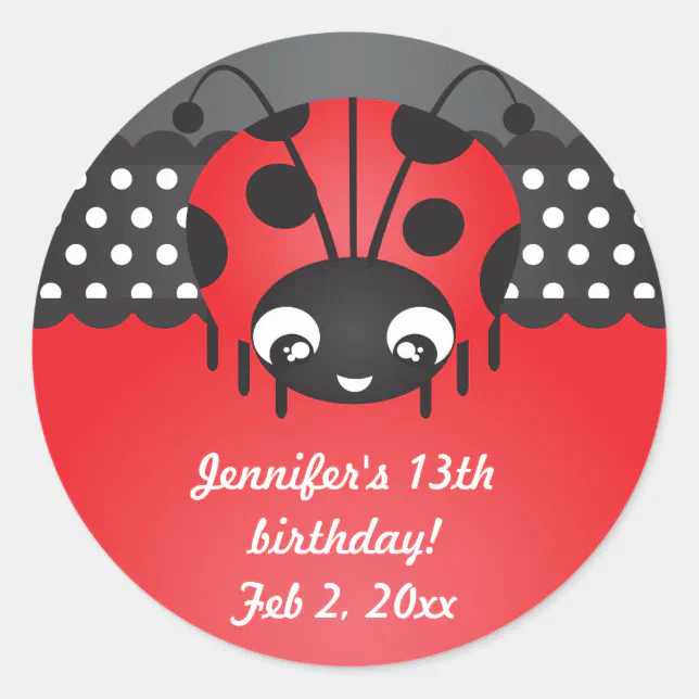 Ladybug Polka Dot Birthday Party Stickers | Zazzle