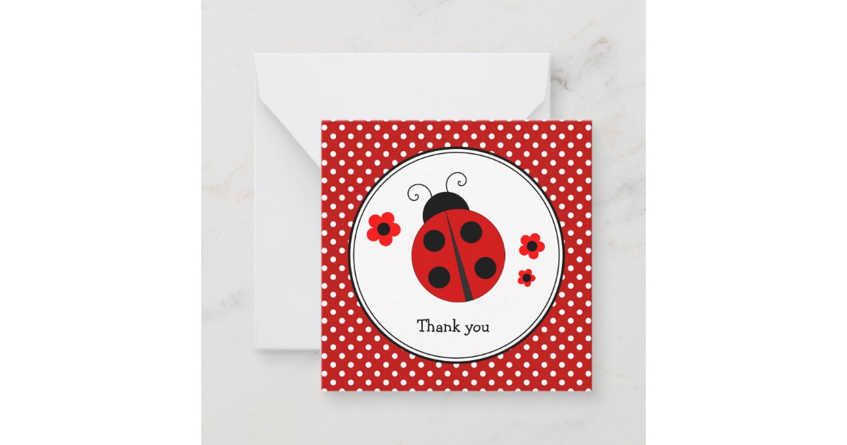Ladybug Polka Dot Thank You Note Card | Zazzle