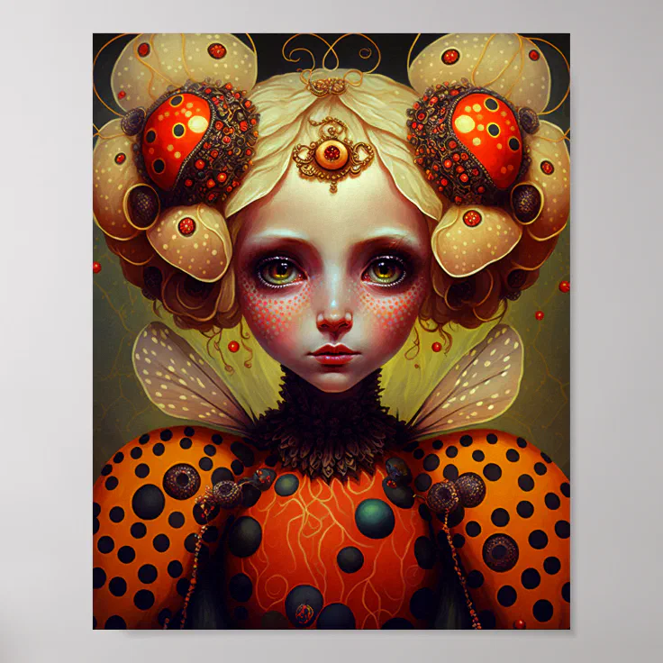 Ladybug Queen 2 Cute Fantasy Art Poster | Zazzle