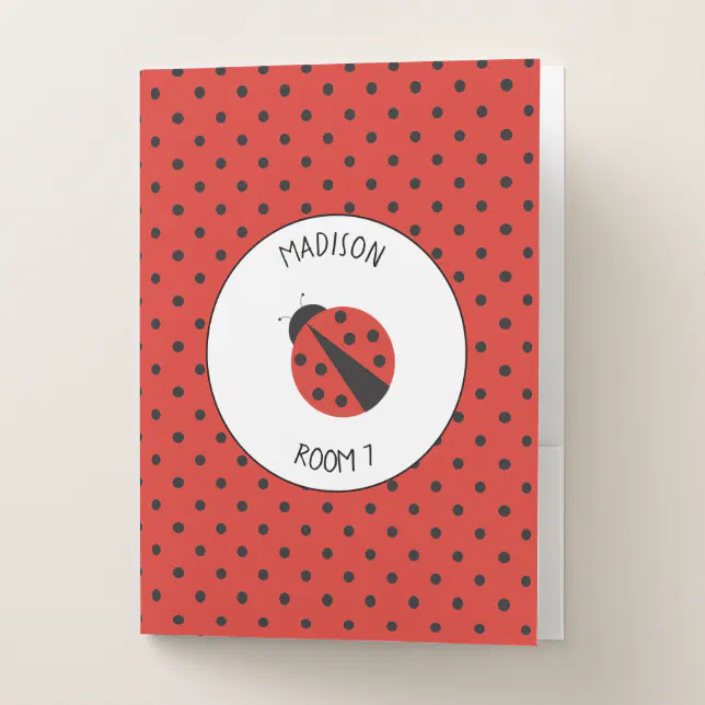 Ladybug red black polka dot pocket folder school | Zazzle