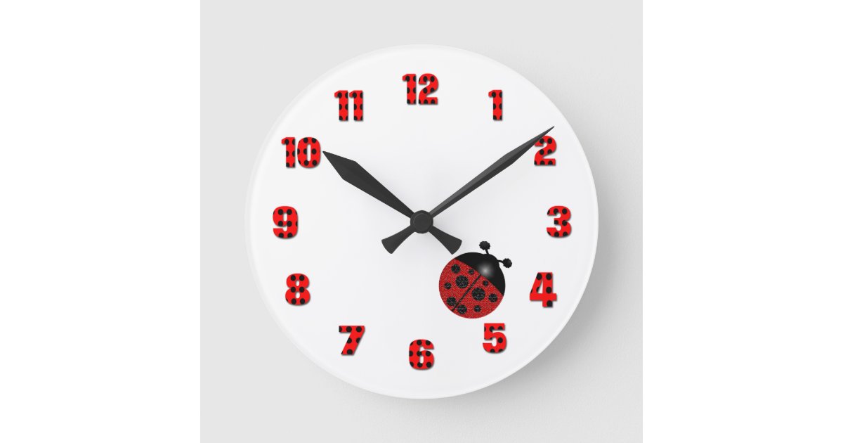 Ladybug Round Clock | Zazzle