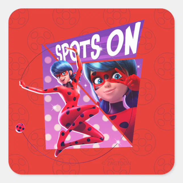 Ladybug | Spots On Purple Graphic Square Sticker | Zazzle