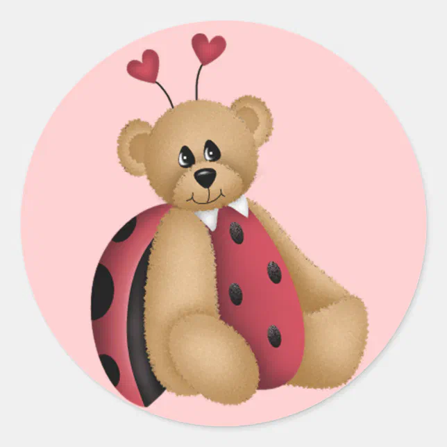 Ladybug Teddy Bear Stickers | Zazzle